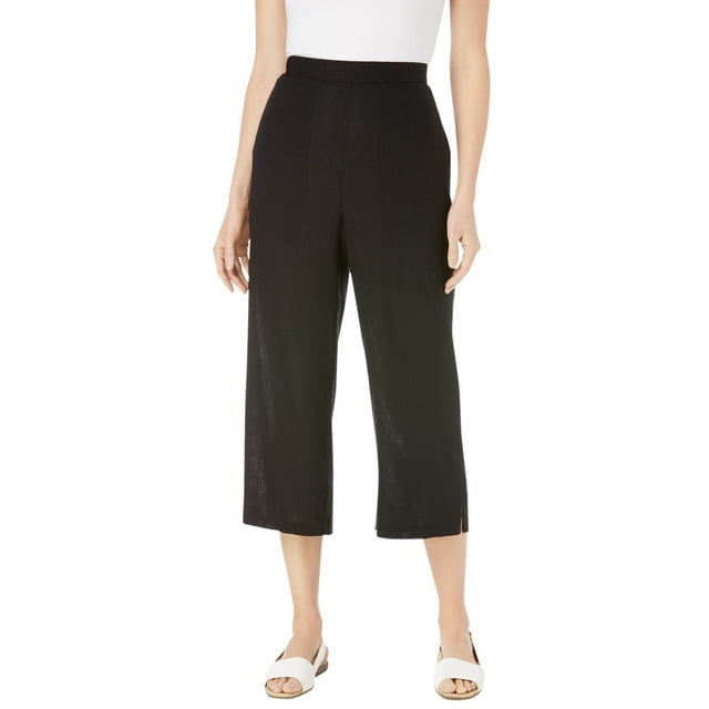 Woman Within Plus Size Linen Capri (Petite Available) - Walmart ...