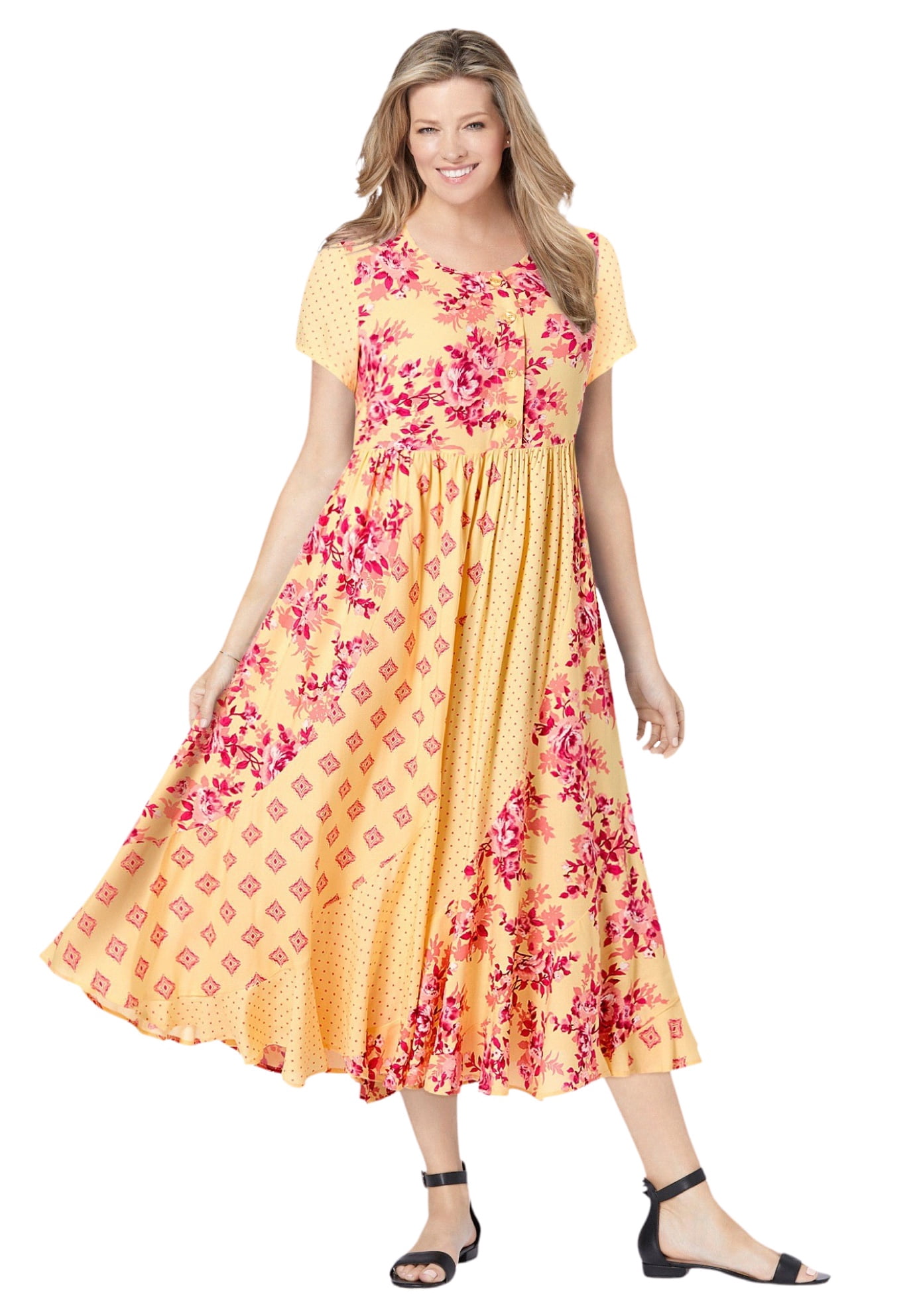 Woman Within Plus Size Mixed Print Maxi Dress - Walmart.com