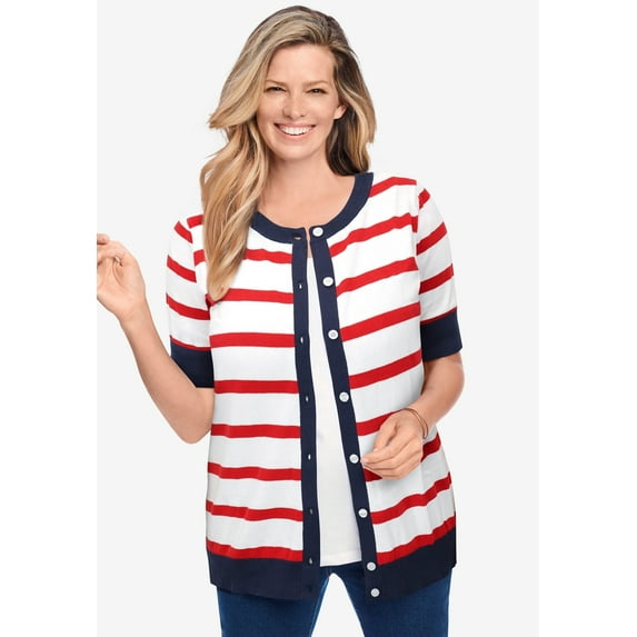 Woman Within Plus Size Perfect Elbow-Length Sleeve Cardigan Sweater ...