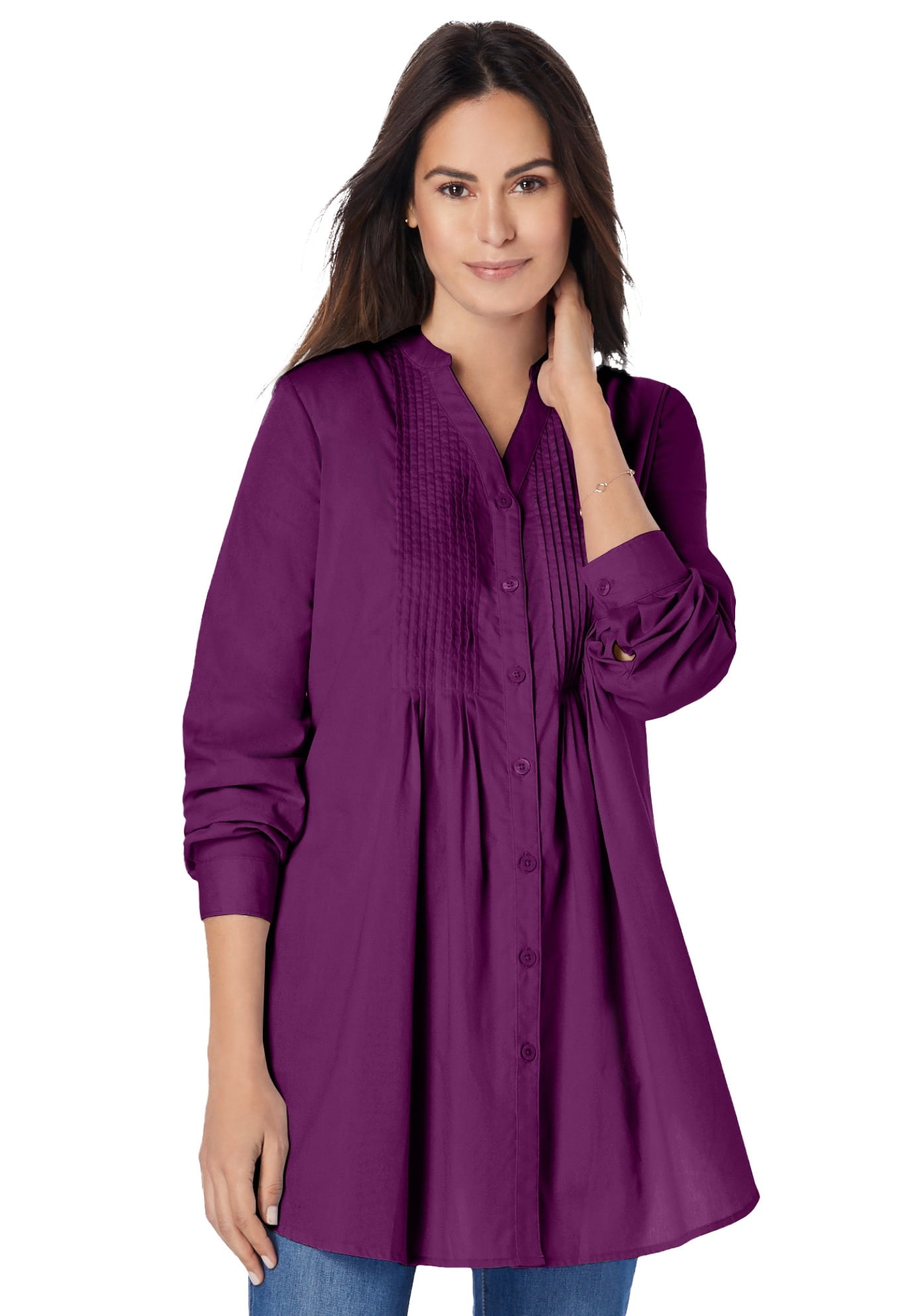 Woman Within Plus Size Perfect Pintuck Tunic - Walmart.com