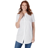 White Mark Women's Plus Size Super Stretch Button-Front Tunic Top ...