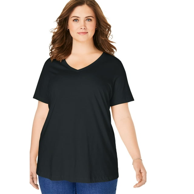 Woman Within Plus Size Perfect V Neck Tee T Shirt