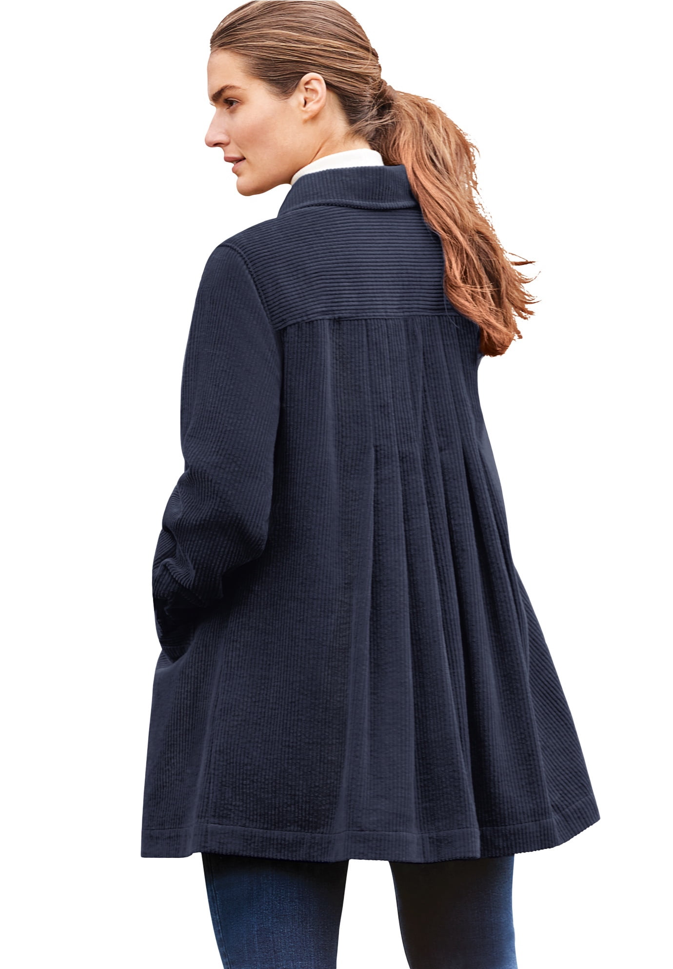 Woman Within Plus Size Pleat-Back Corduroy Jacket Long Oversized Barn ...