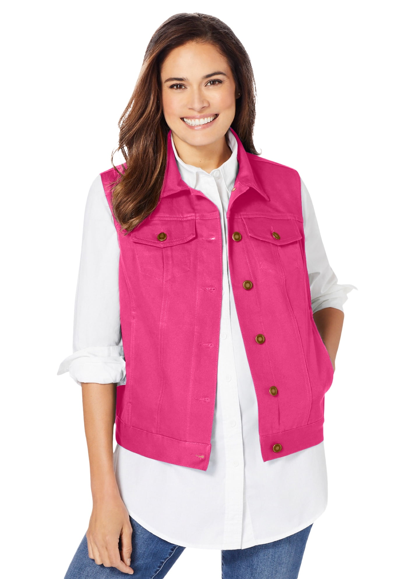 Woman Within Plus Size Stretch Denim Vest Jean Vest - Walmart.com