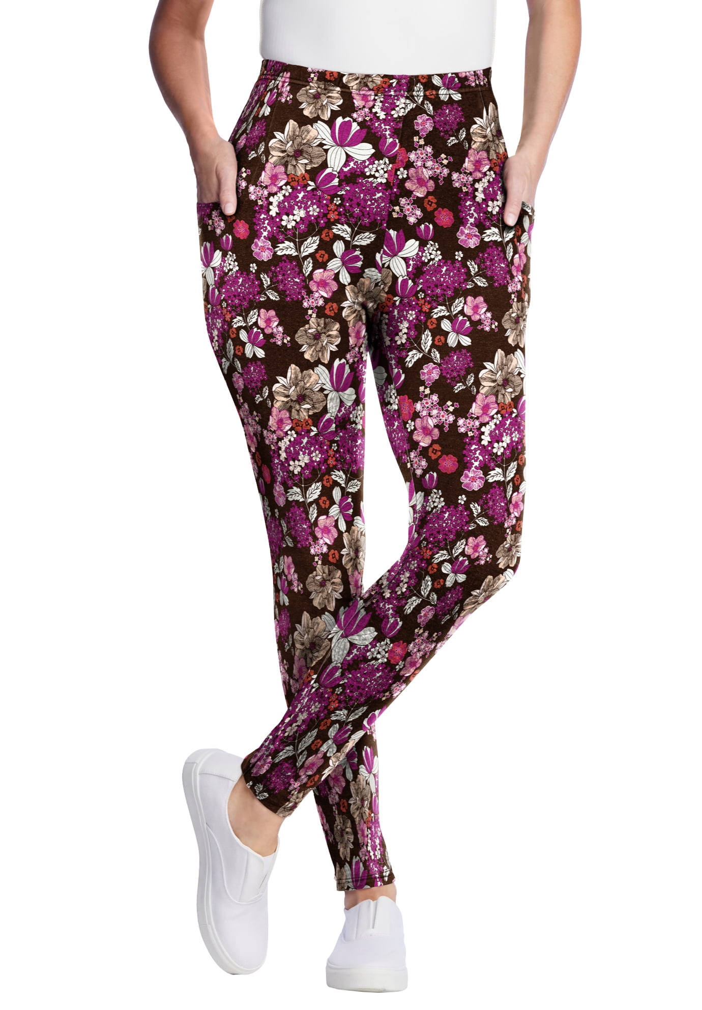 Woman Within Plus Size Stretch-Cotton Knit Pull-On Printed Pocket ...