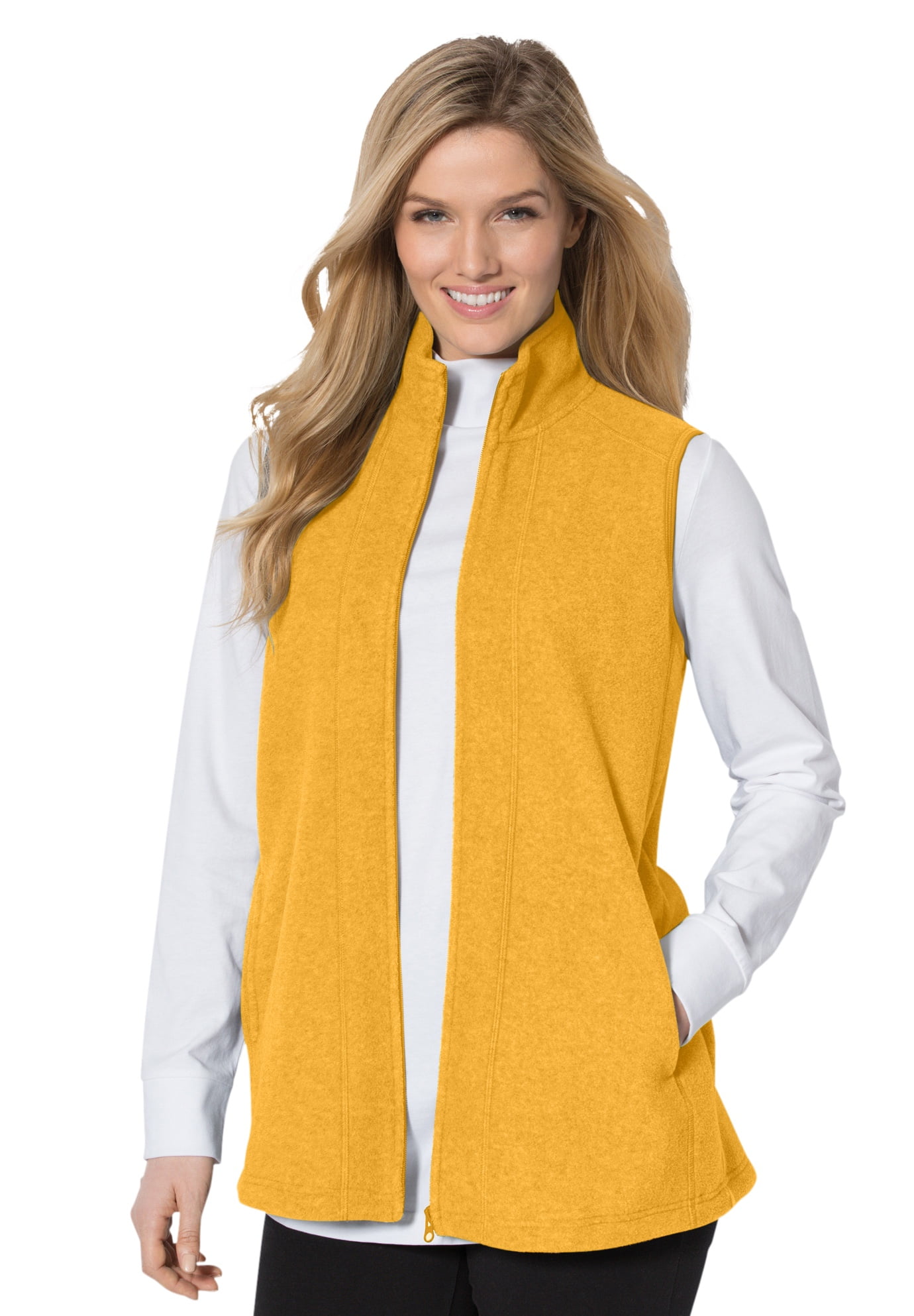 Woman Within Plus Size Zip-Front Microfleece Vest Long Fleece Vest ...