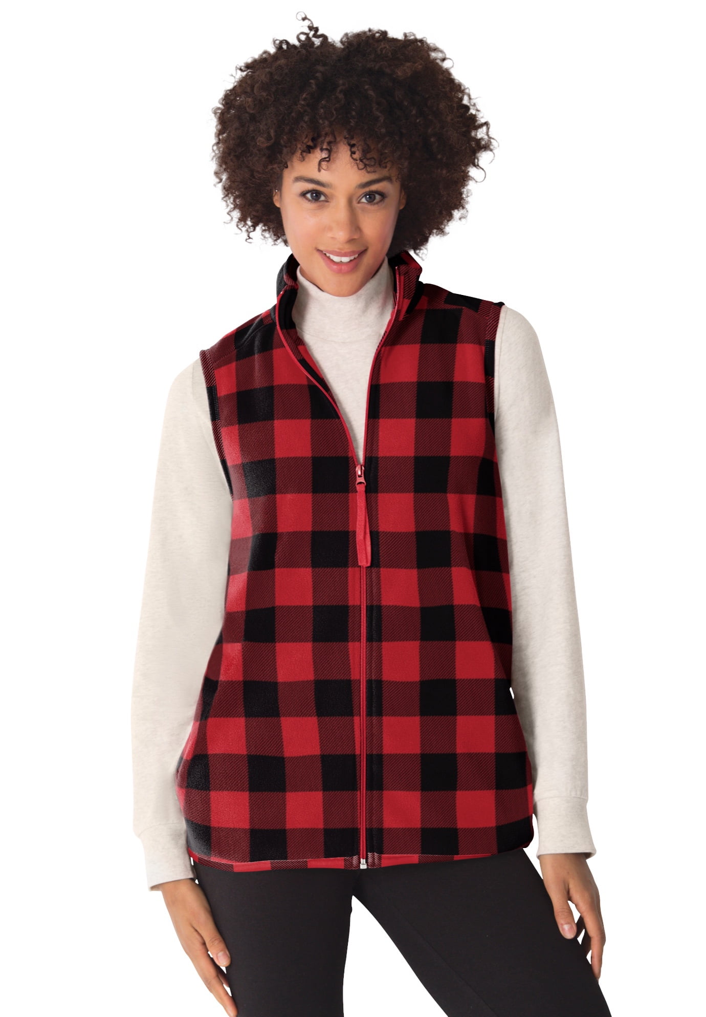 Woman Within Plus Size Zip-Front Microfleece Vest Long Fleece Vest ...