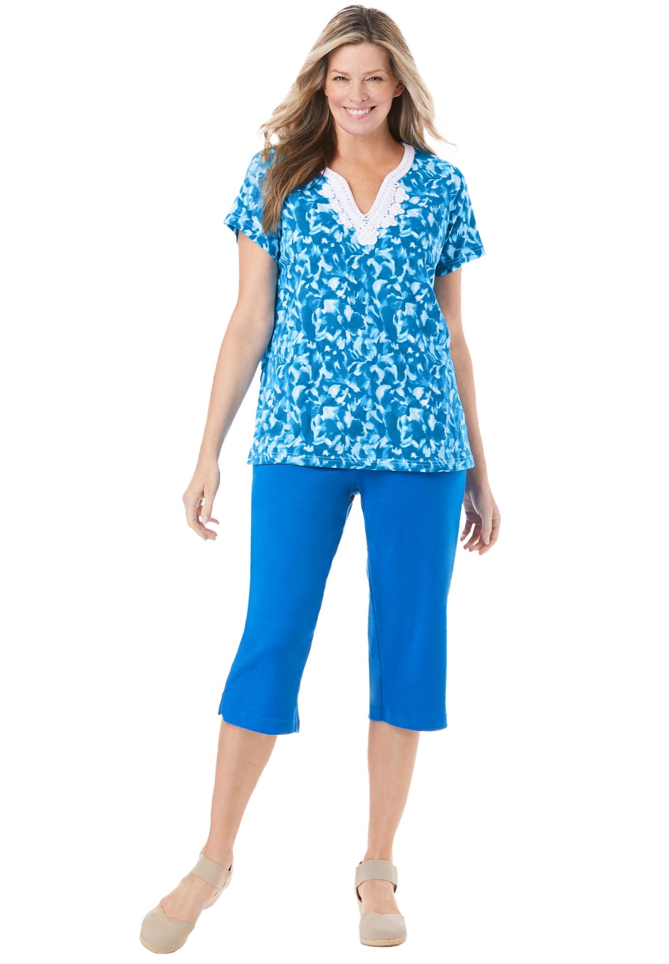 Woman Within Women's Plus Size 2-Piece Tunic And Capri Set - 5X ...