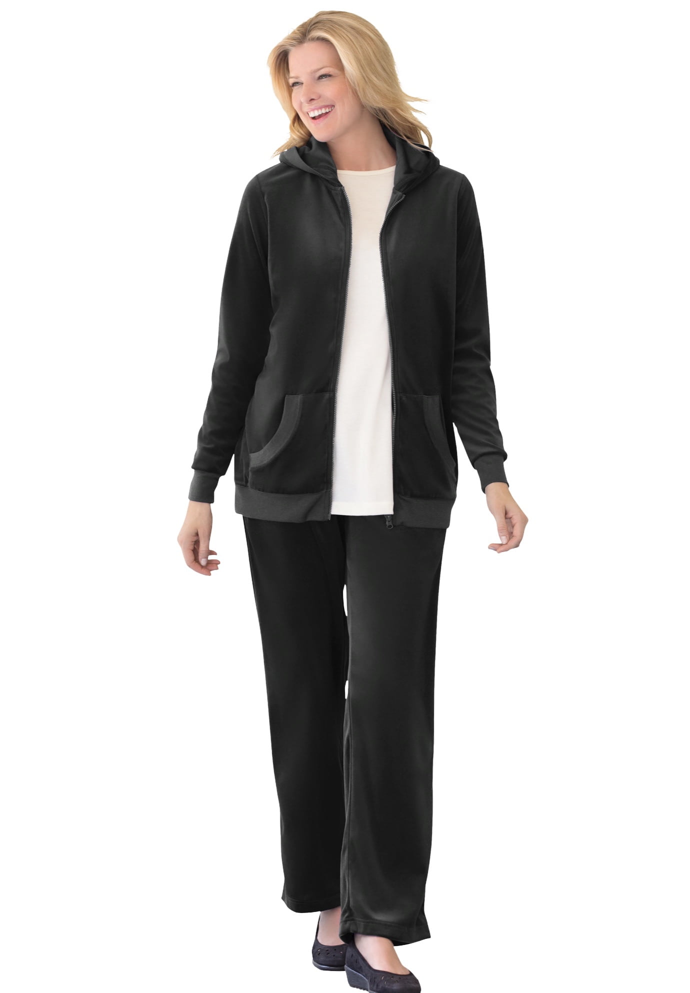 Woman Within Plus Size 2-Piece Velour Hoodie Set - Walmart.com