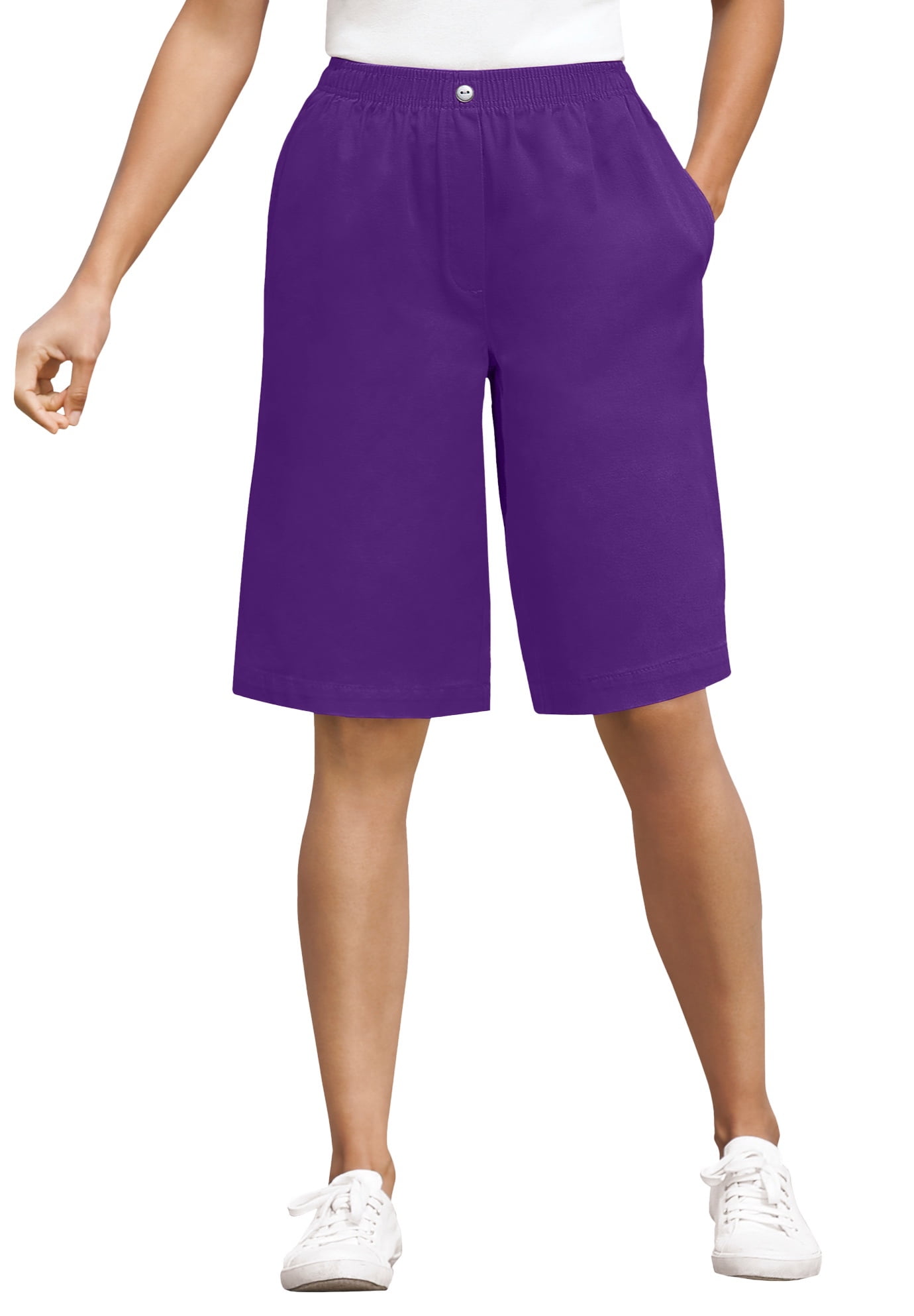 Woman Within Plus Size 7-Day Elastic-Waist Cotton Denim Short - Walmart.com