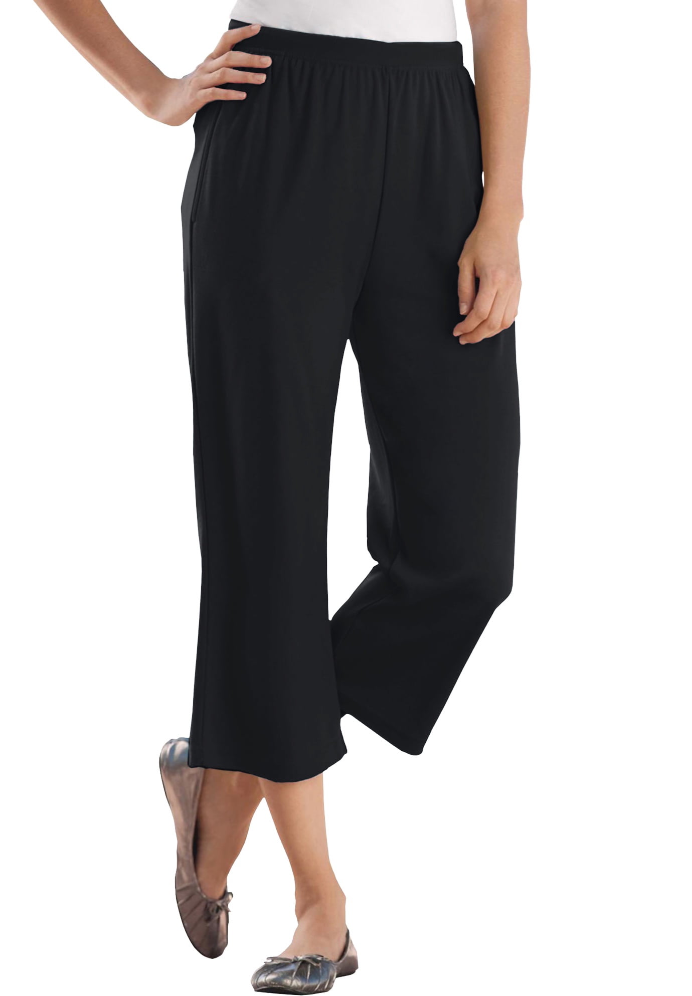 Woman Within Plus Size Petite Cotton 7-Day Knit Capri Pants - Walmart.com