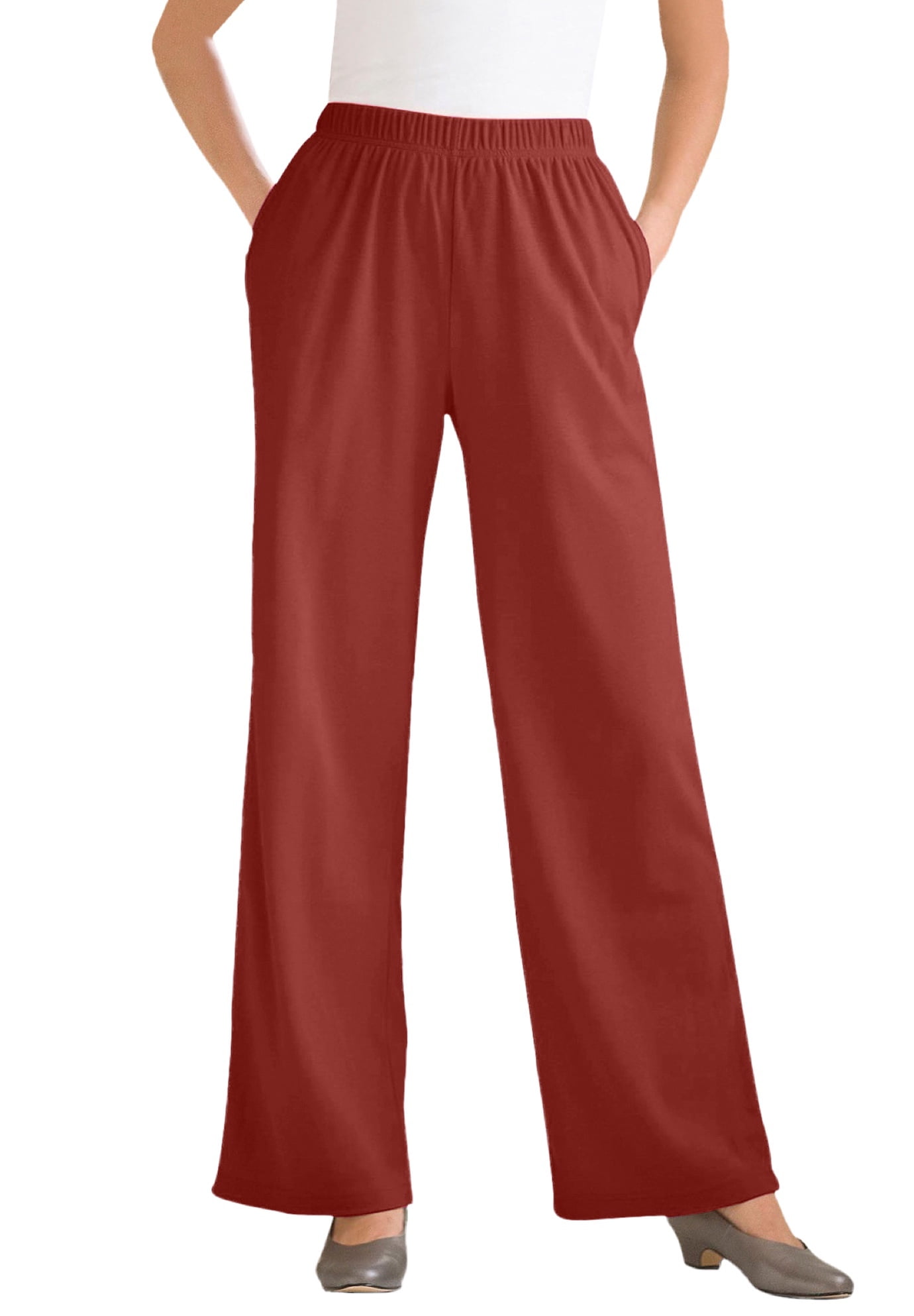 Woman Within Women's Plus Size 7-Day Knit Wide-Leg Pant - Walmart.com