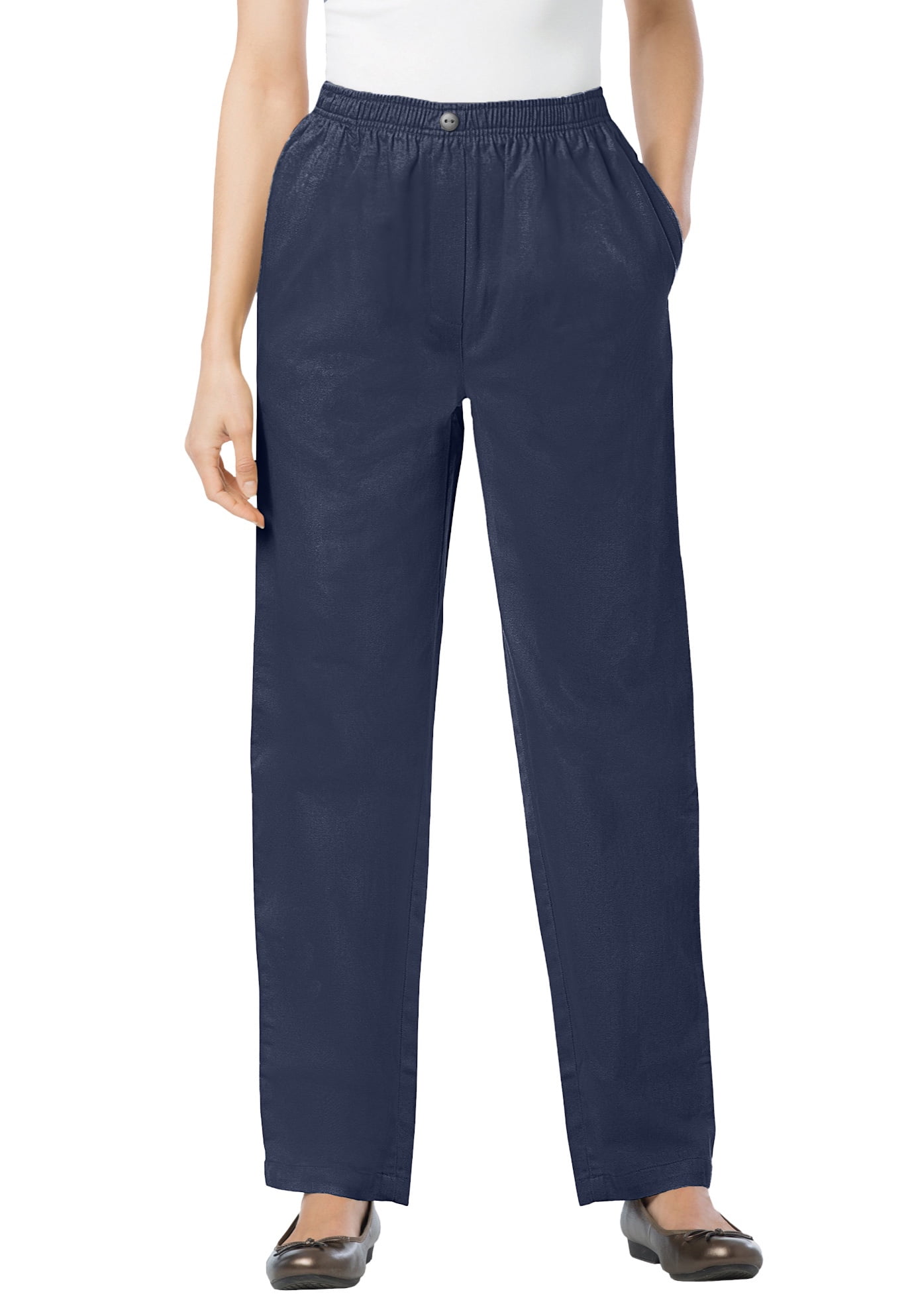 Woman Within Plus Size 7 Day Straight Leg Elastic Waist Denim Jean