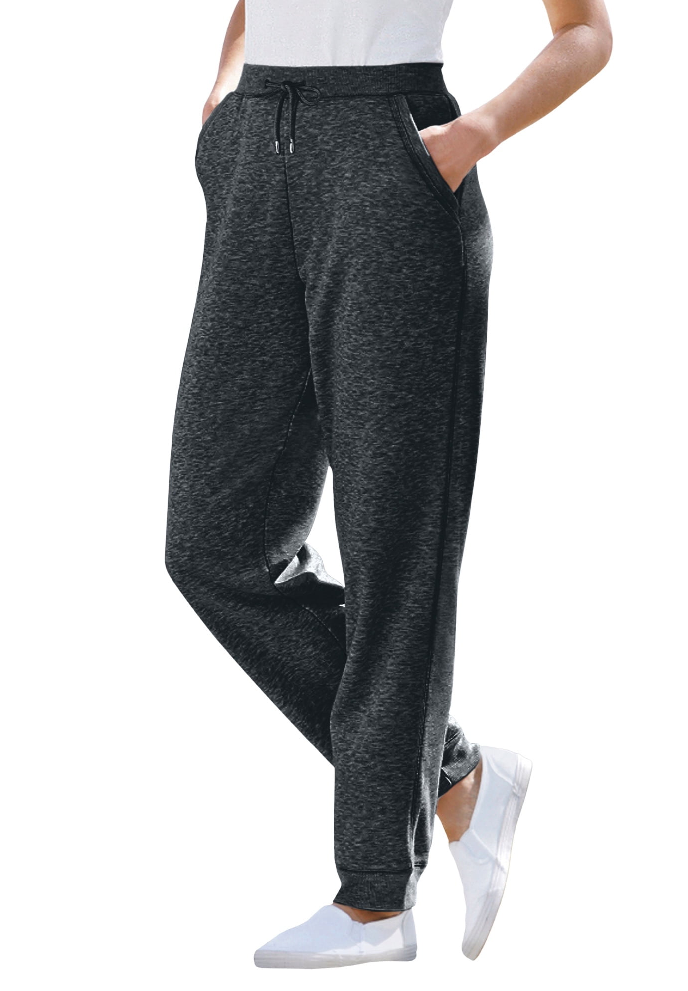 Woman Within Plus Size Tall Better-Fleece Pull-On Jogger Sweatpants ...