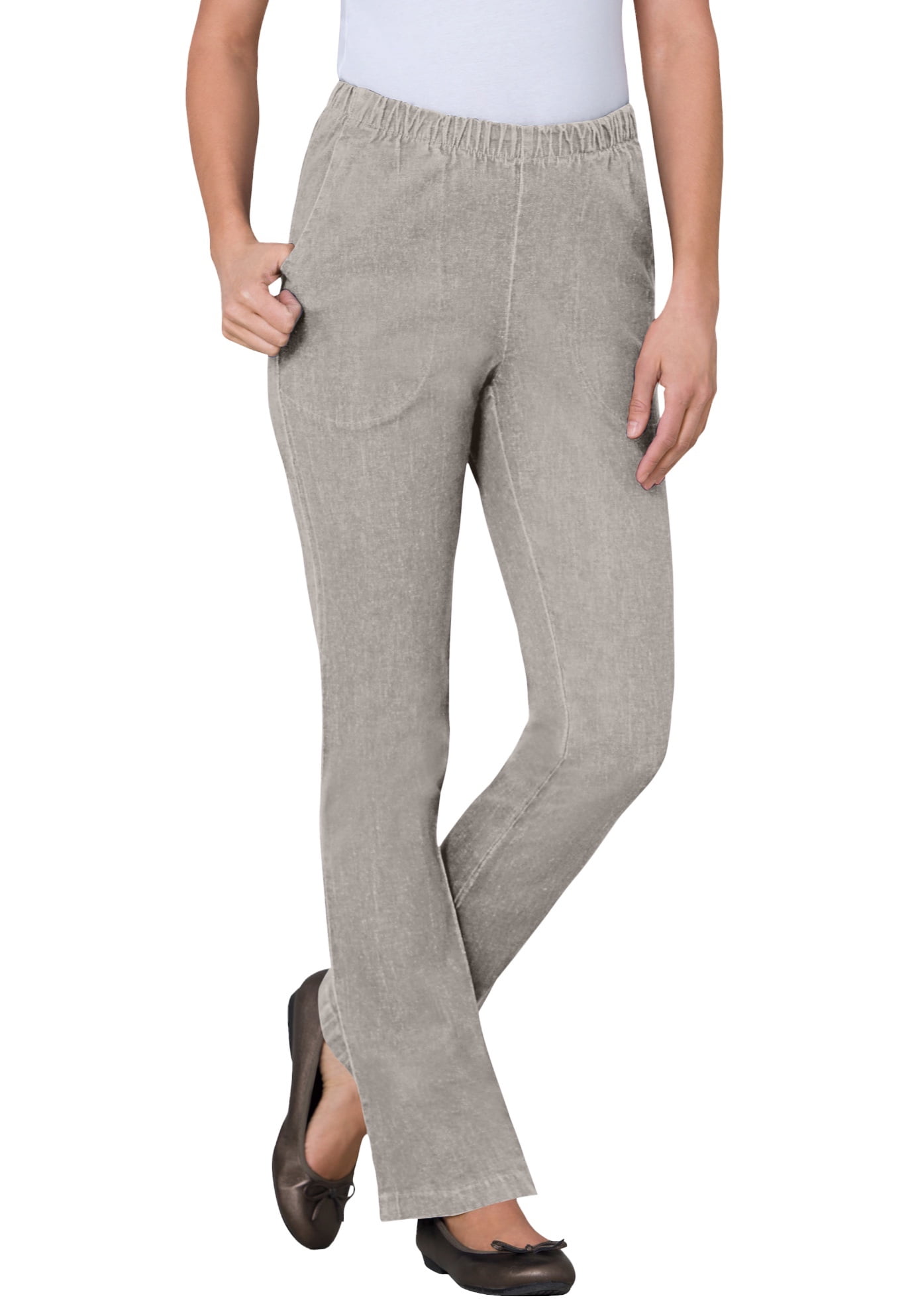 Woman Within Plus Size Fineline Stretch Denim Pull-On Bootcut Jeans ...