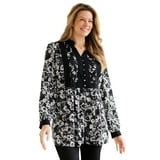 Woman Within Plus Size Button-Front Mixed Print Tunic - Walmart.com