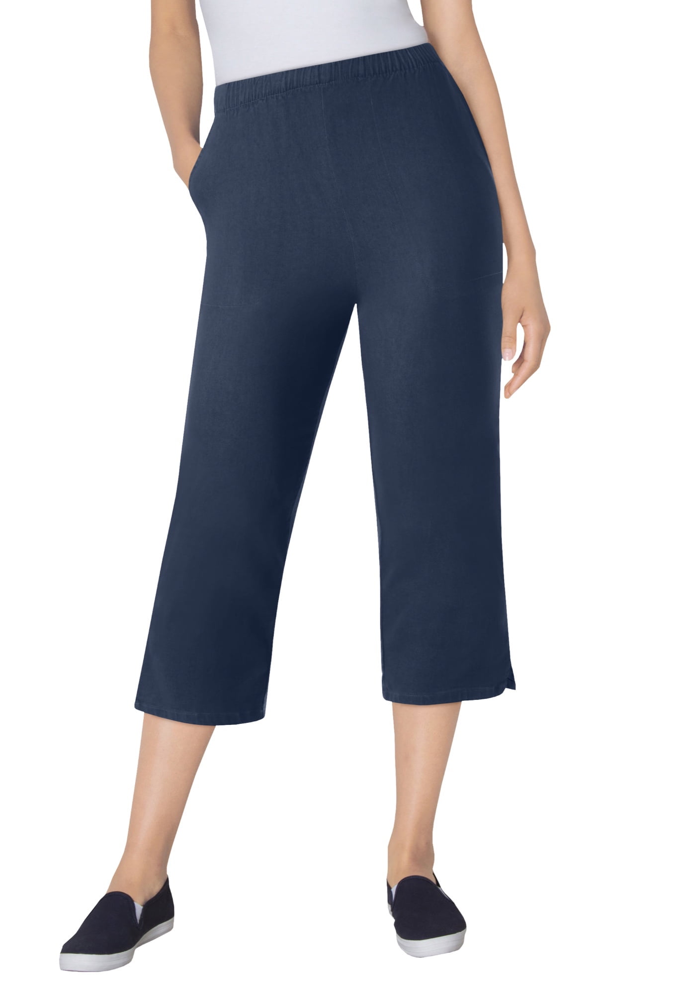 Woman Within Women's Plus Size Capri Fineline Denim Jean - Walmart.com