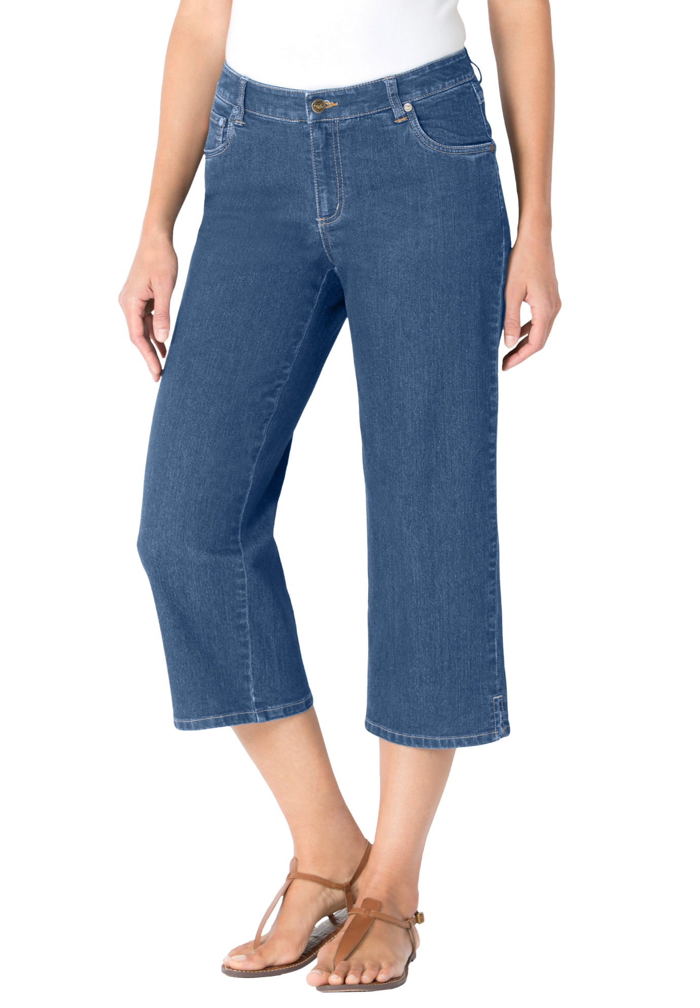 Woman Within Plus Size Capri Stretch Jean with Straight Leg and Five ...