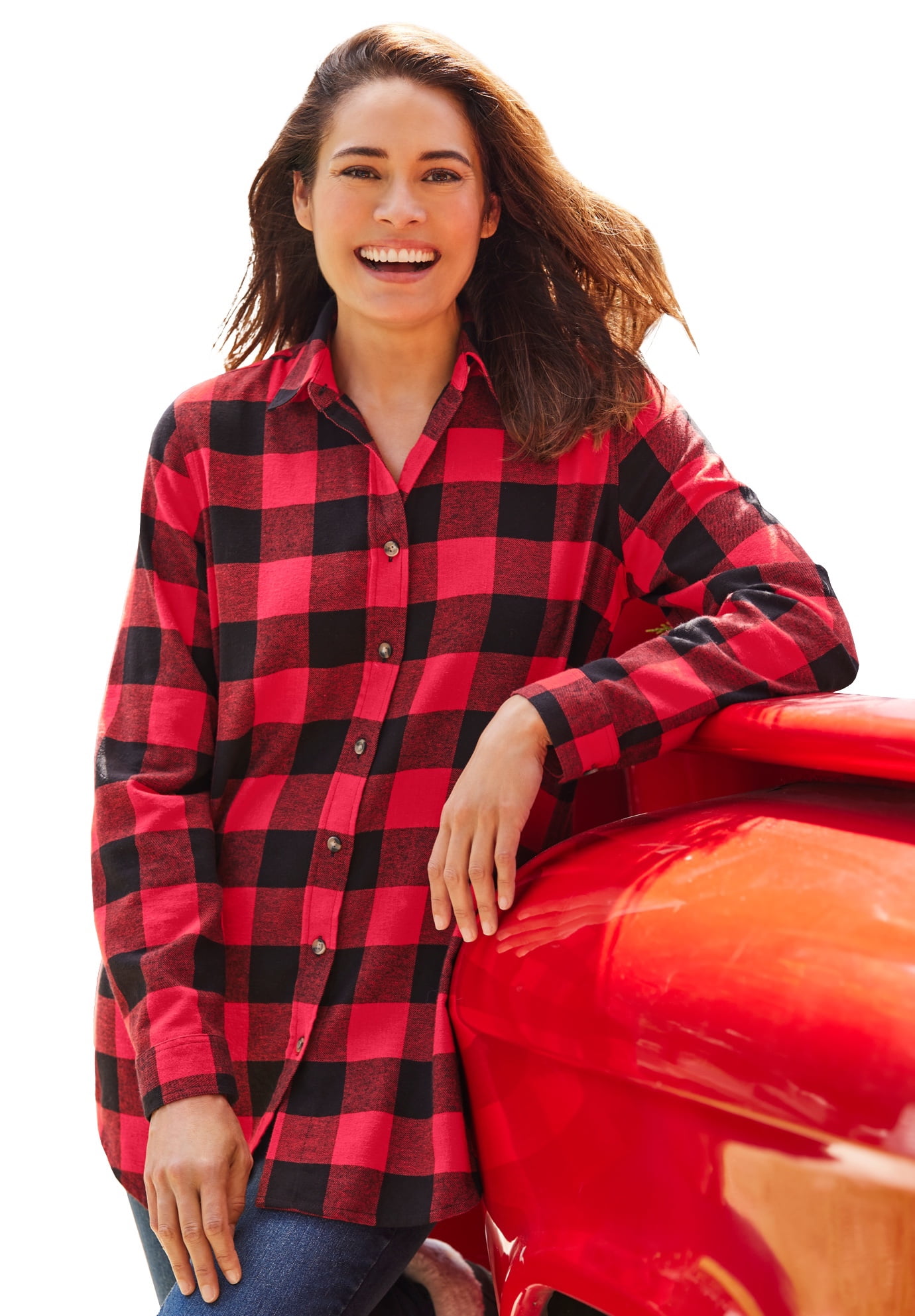 Woman Within Plus Size Classic Flannel Shirt - Walmart.com