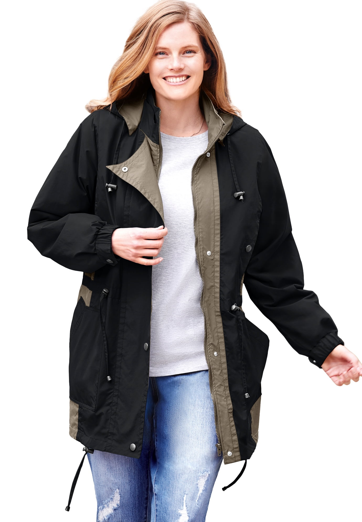 Woman Within Plus Size Colorblocked Taslon Anorak - Walmart.com
