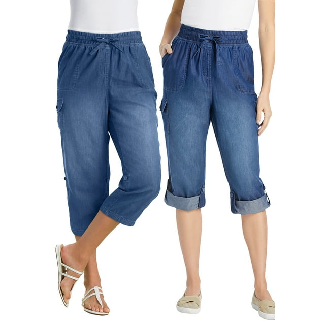 Woman Within Women's Plus Size Convertible Length Cargo Capri/Bermuda ...