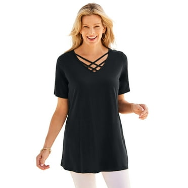 Woman Within Women's Plus Size Americana Kangaroo Pocket Tee - Walmart.com