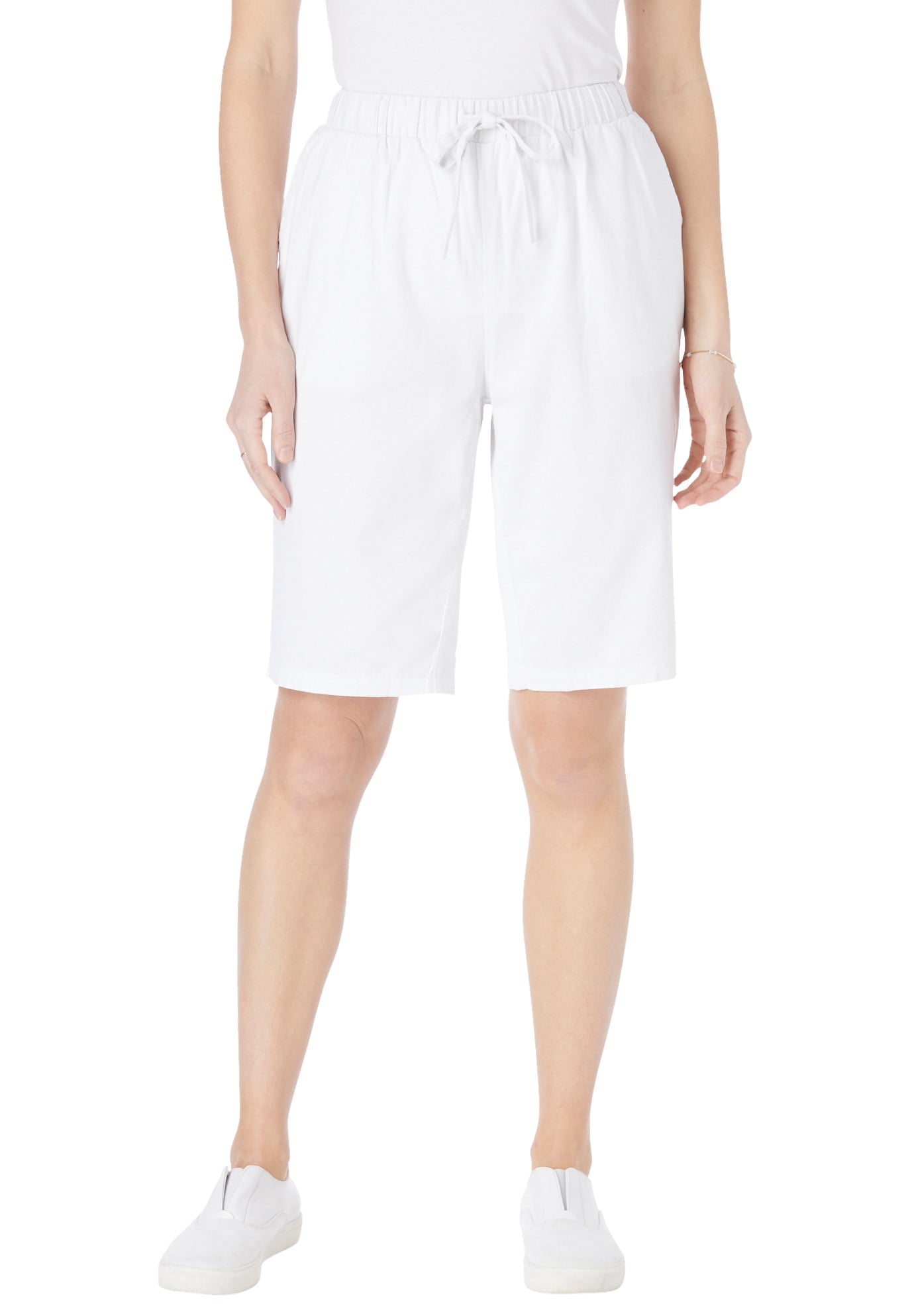 Woman Within Women's Plus Size Drawstring Denim Short Shorts - Walmart.com