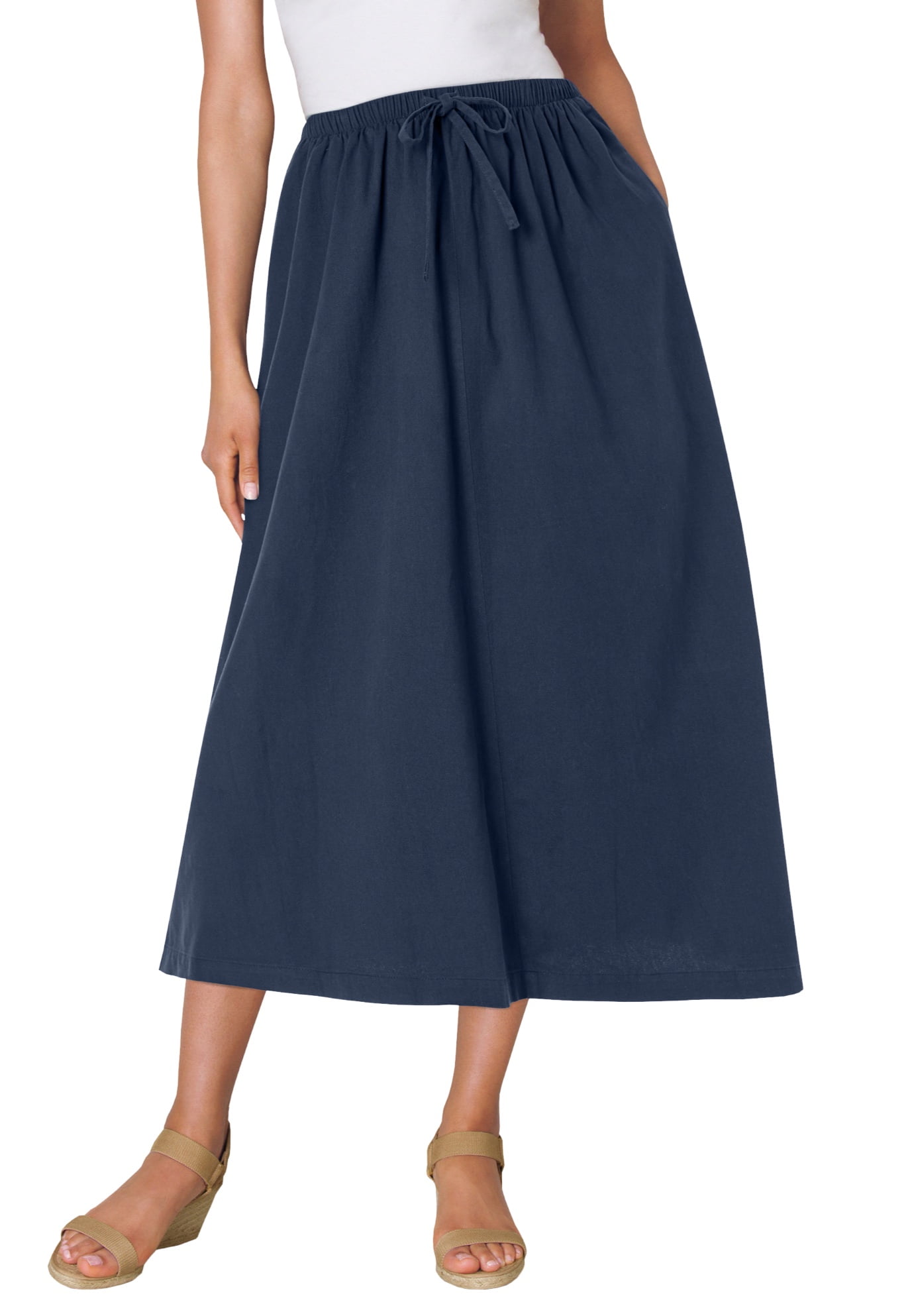 Woman Within Women's Plus Size Drawstring Denim Skirt - Walmart.com