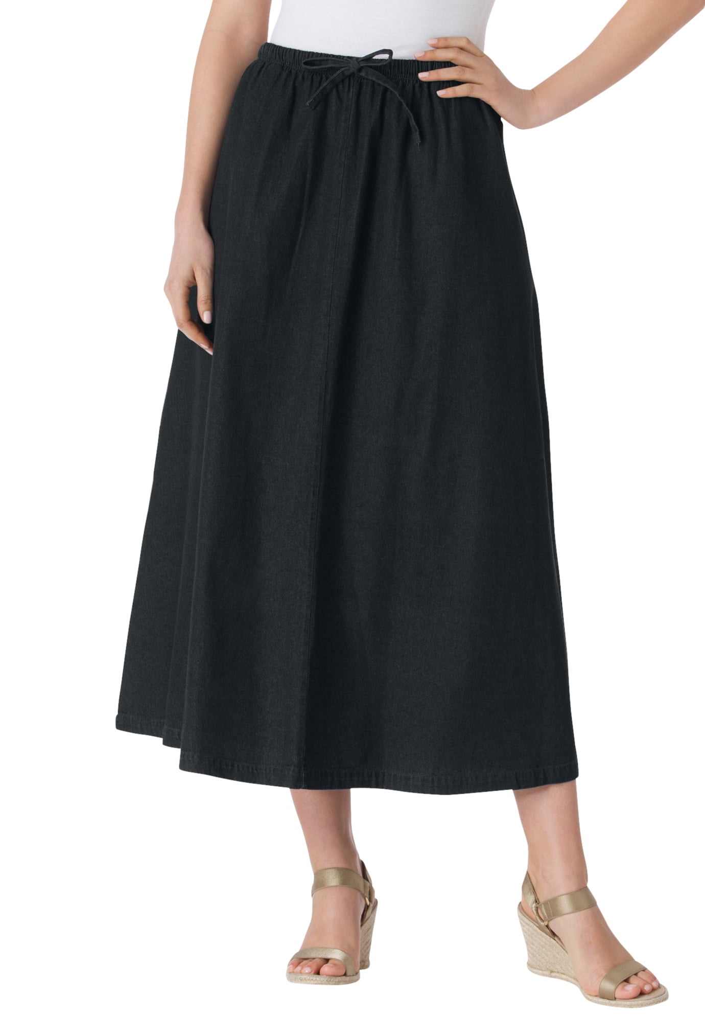 Woman Within Plus Size Drawstring Denim Skirt - Walmart.com