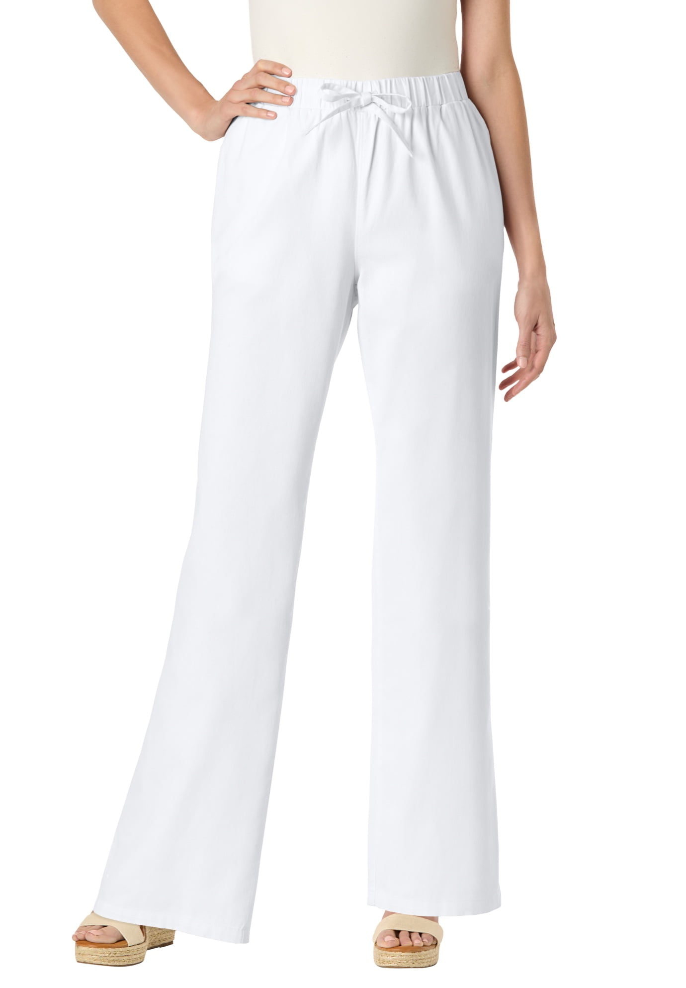 Woman Within Women's Plus Size Drawstring Denim Wide-Leg Denim Pant ...