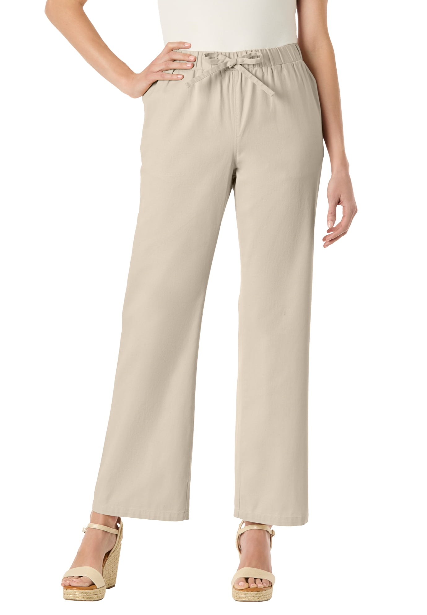 Woman Within Women's Plus Size Drawstring Denim Wide-Leg Denim Pant ...