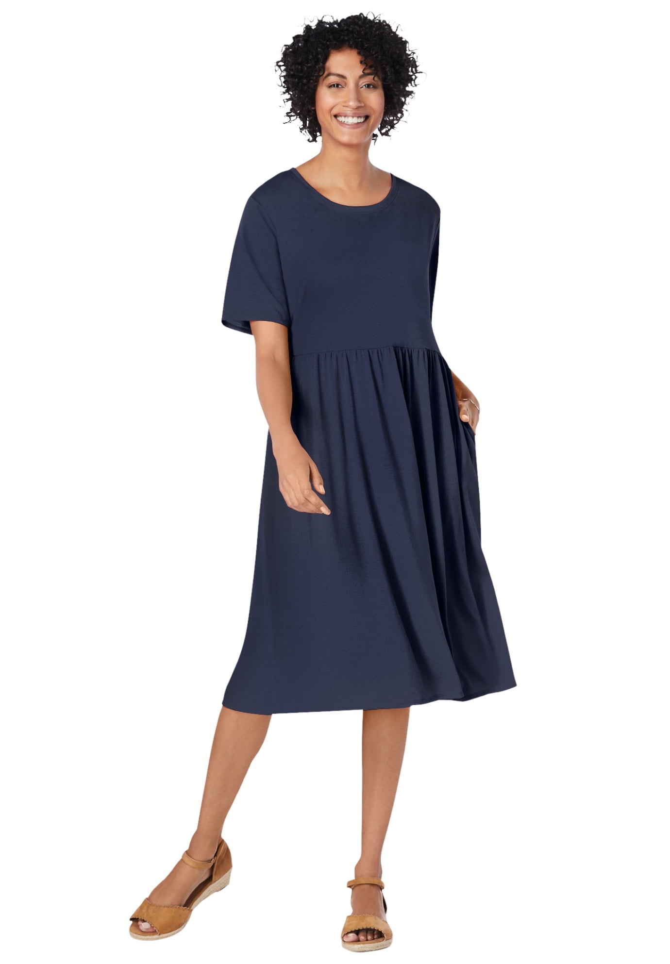 Woman Within Women's Plus Size Empire Waist Tee Dress - Walmart.com