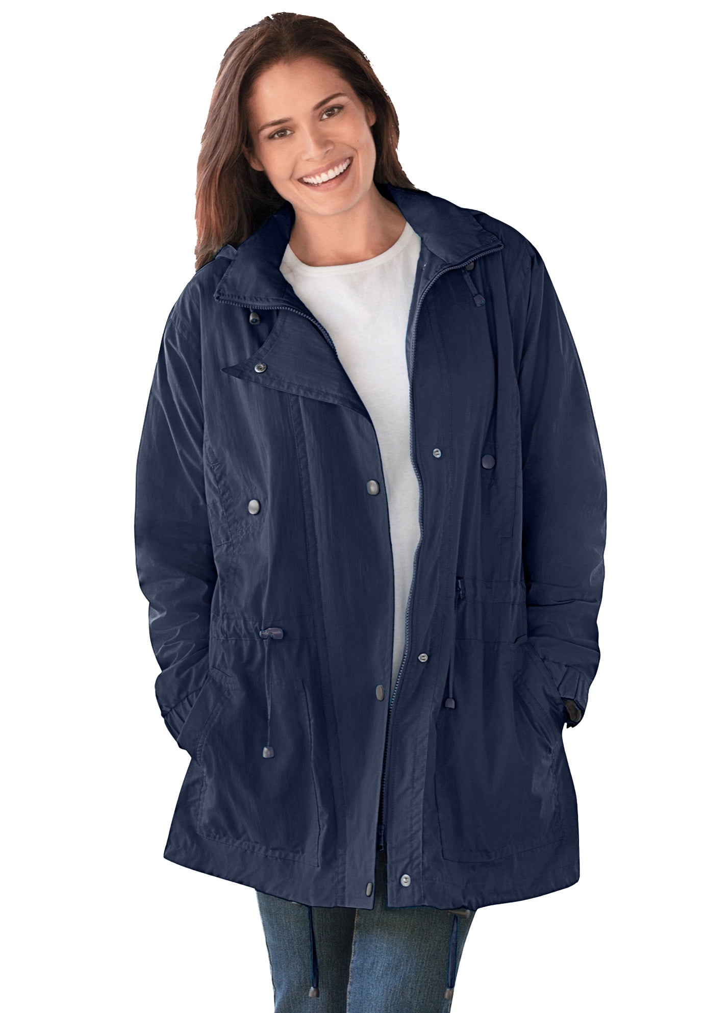 Woman Within Plus Size Petite Taslon Anorak Jacket With Removable ...