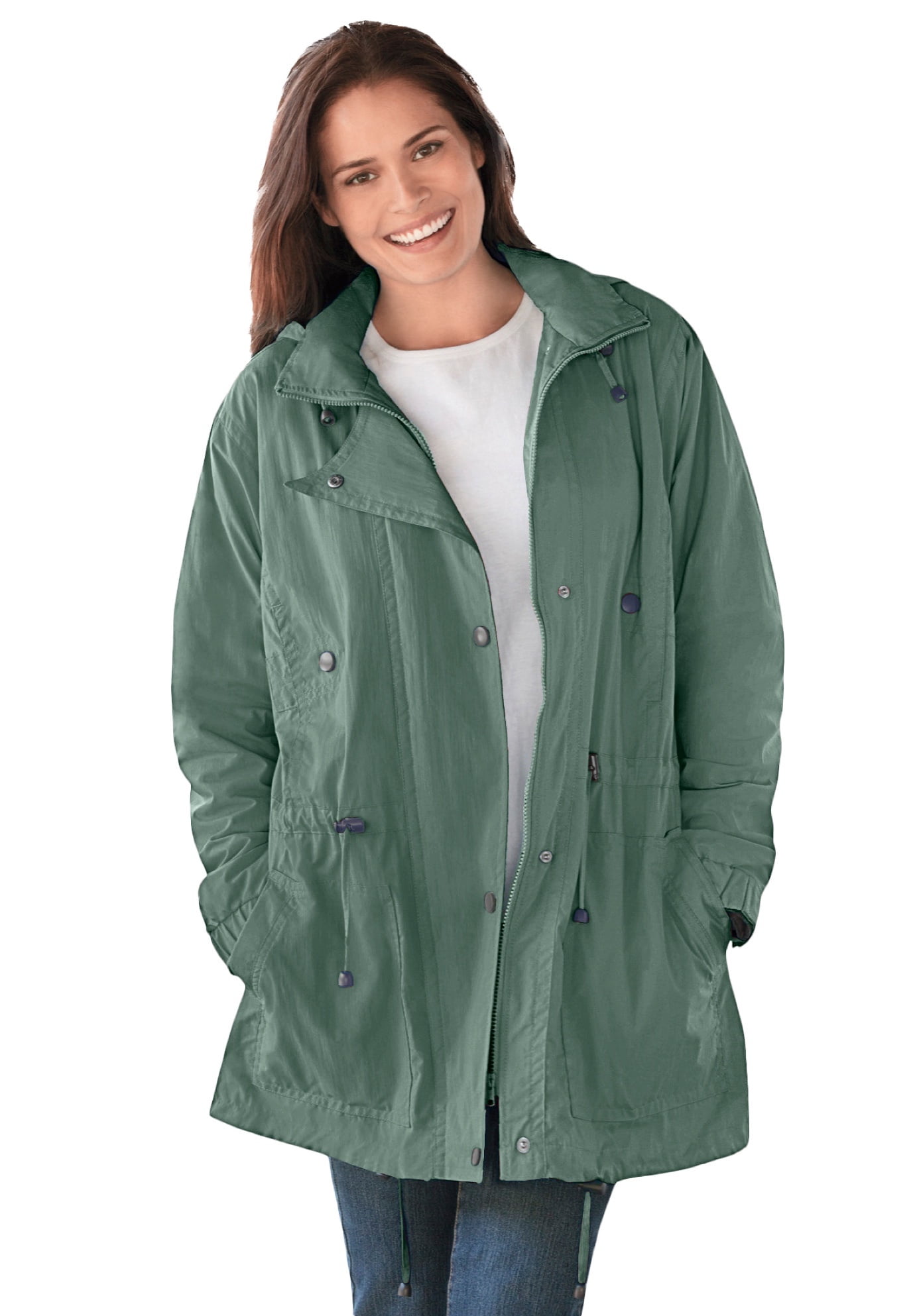 Woman Within Plus Size Taslon Anorak Jacket With Removable Fleece ...