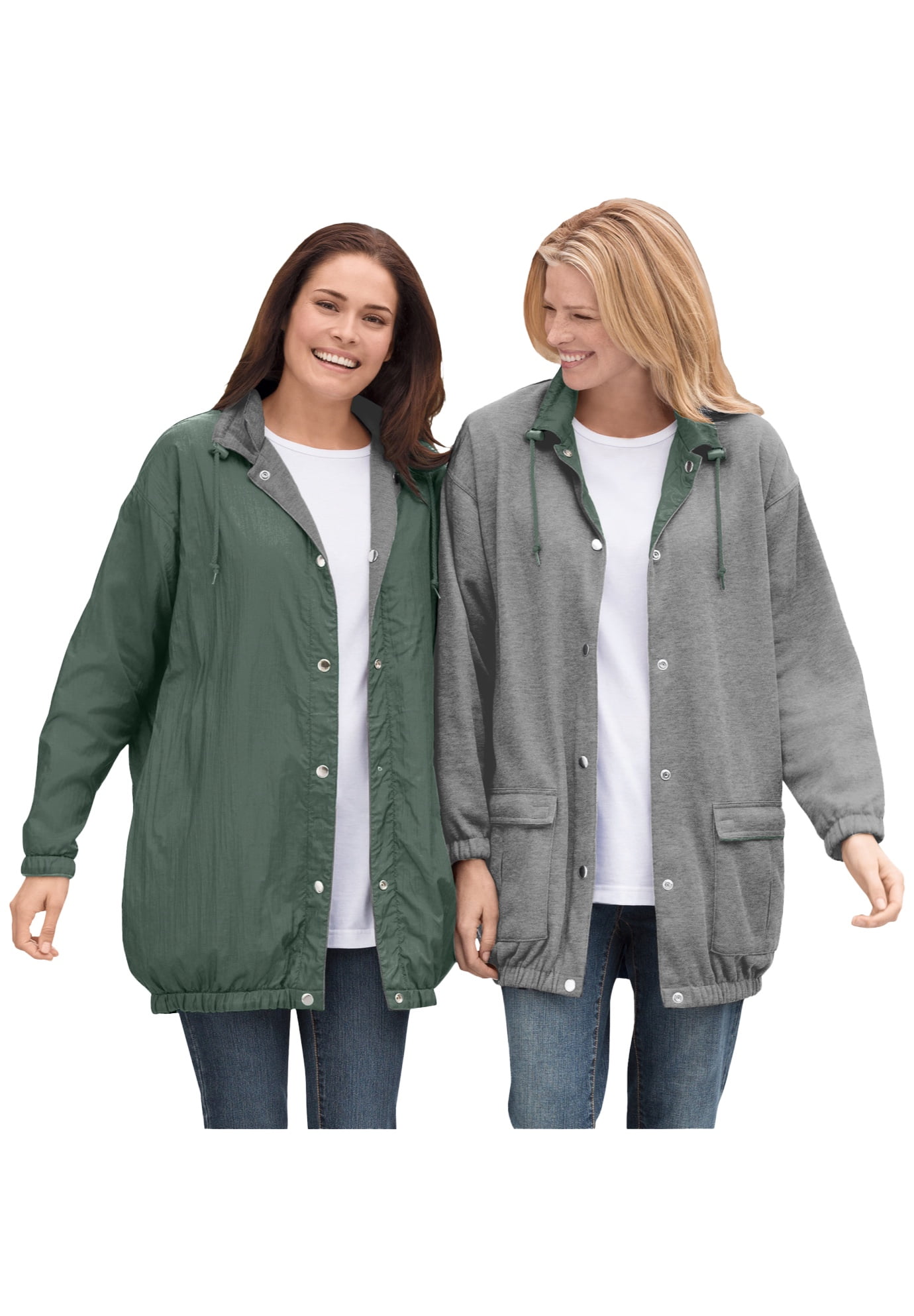 Woman Within Women's Plus Size Fleece Nylon Reversible Jacket - Walmart.com