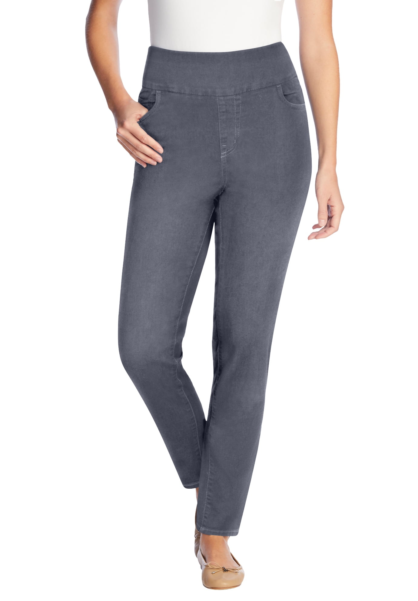 Woman Within Plus Size Flex-Fit Slim-Leg Pull-On Gap-Free Stretch-Denim ...