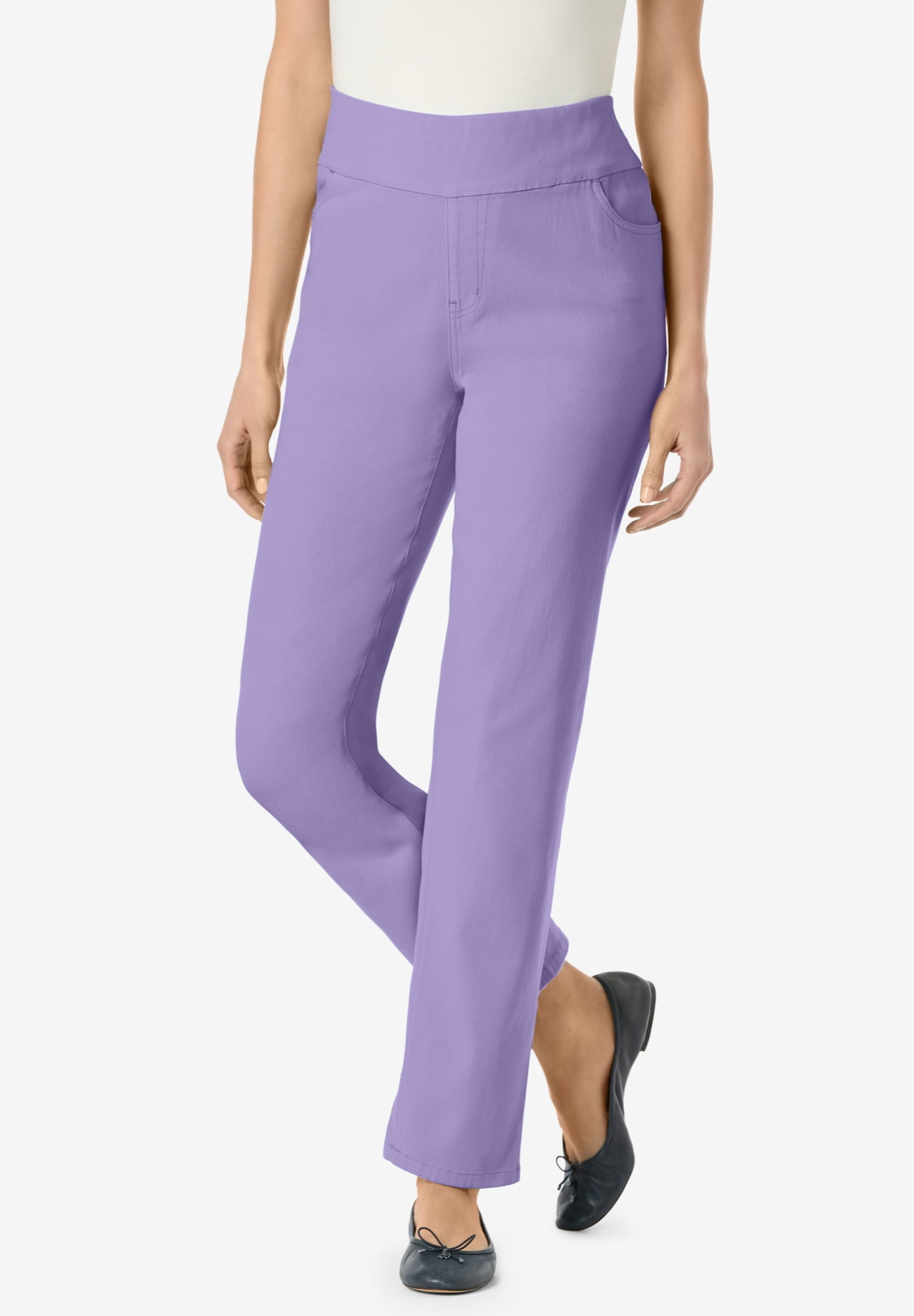 Woman Within Plus Size Womens Plus-Size Flex-Fit Pull-On Straight-Leg ...