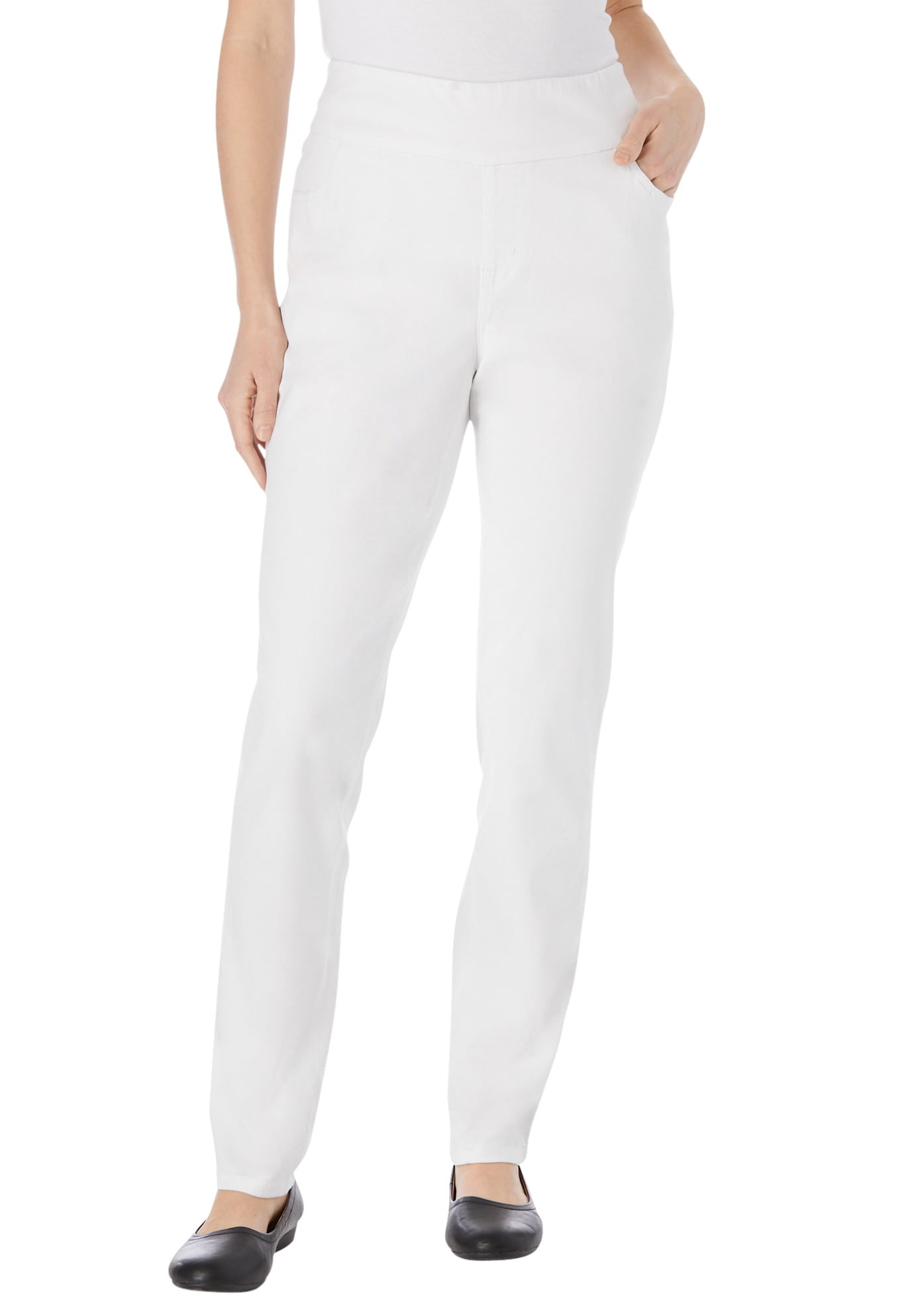 Woman Within Womens Plus Size Flex Fit Pull On Straight Leg Jean 18