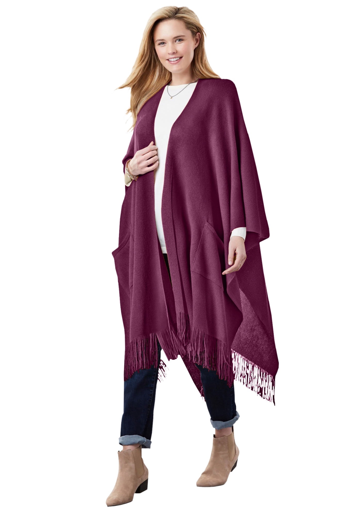 Woman Within Women's Plus Size Fringed Cape - Walmart.com