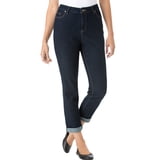 Woman Within Plus Size Stretch Denim Five-Pocket Girlfriend Jeans ...