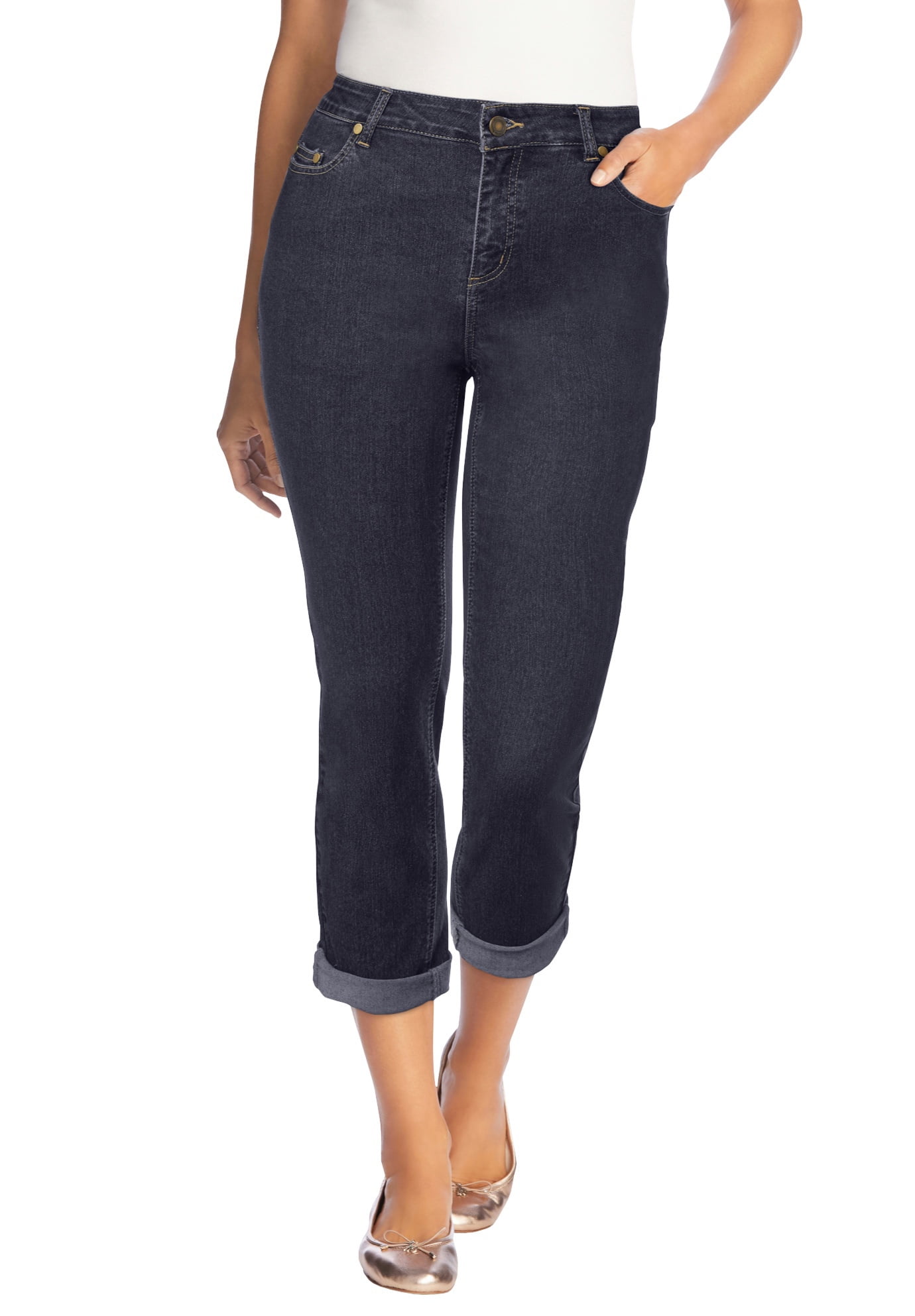 Woman Within Plus Size Girlfriend Stretch Denim Jean - Walmart Business ...