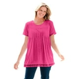 Woman Within Plus Size Lace-Trim Pintucked Tunic - Walmart.com