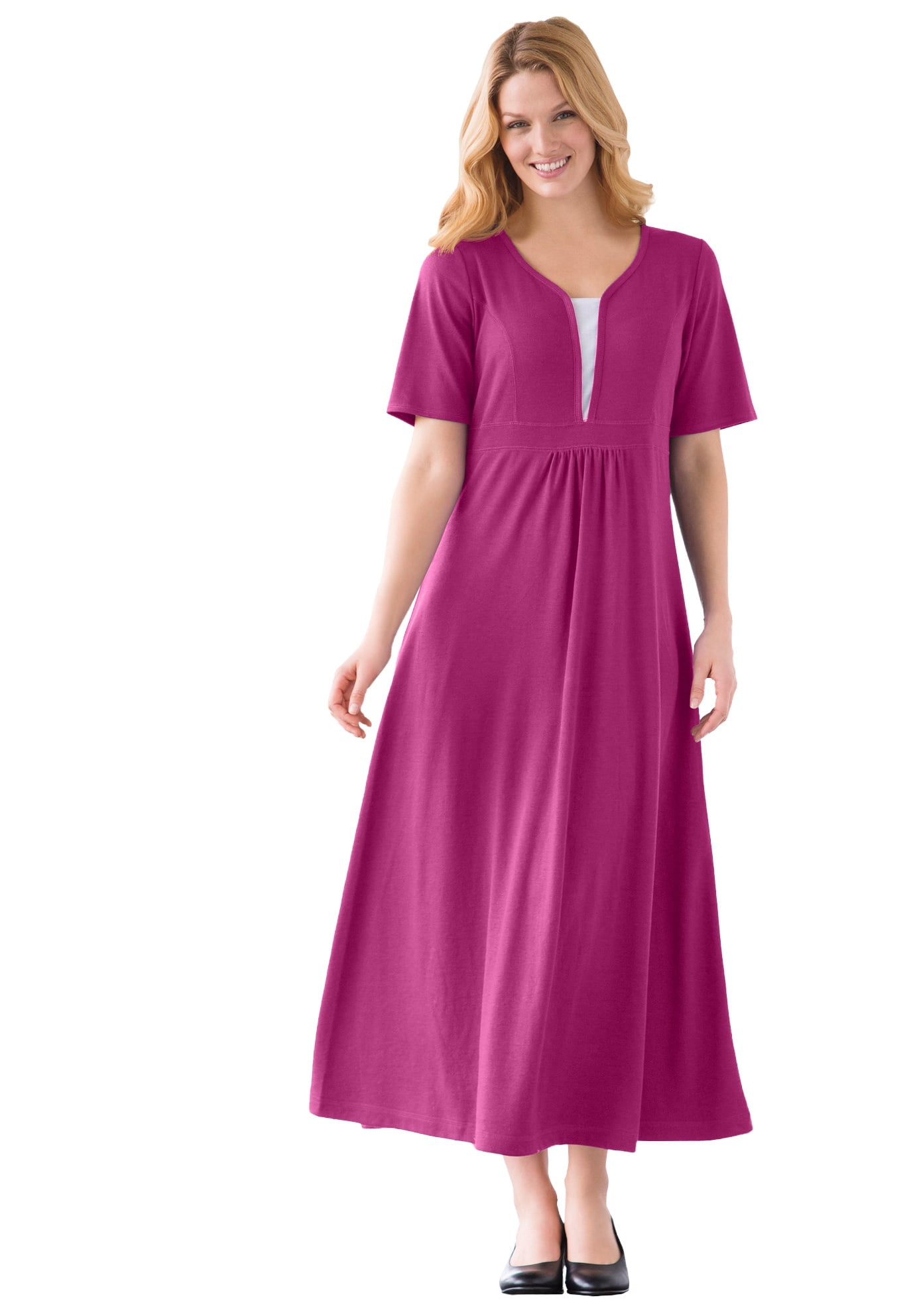Woman Within Women's Plus Size Layered Knit Empire Dress - Walmart.com