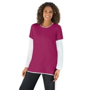 Woman Within Women's Plus Size Americana Kangaroo Pocket Tee - Walmart.com