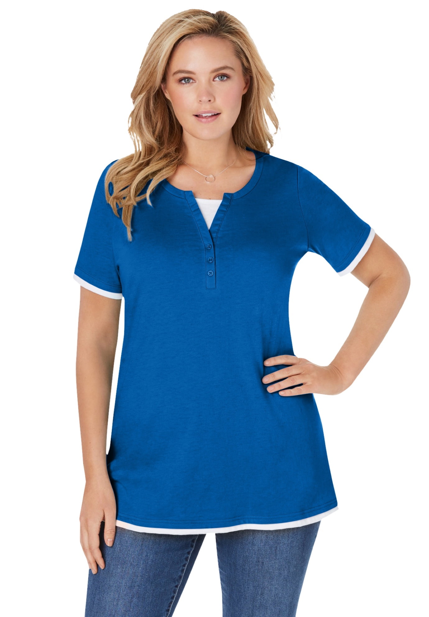 Woman Within Plus Size Layered-Look Tee - Walmart.com