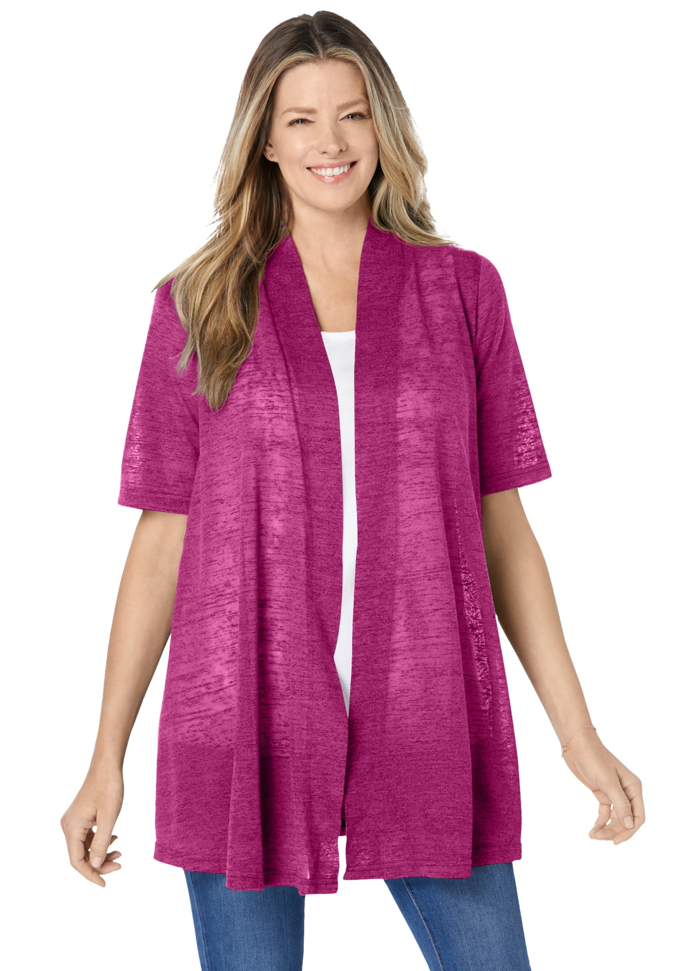 Woman Within Plus Size Lightweight Open Front Cardigan Sweater ...