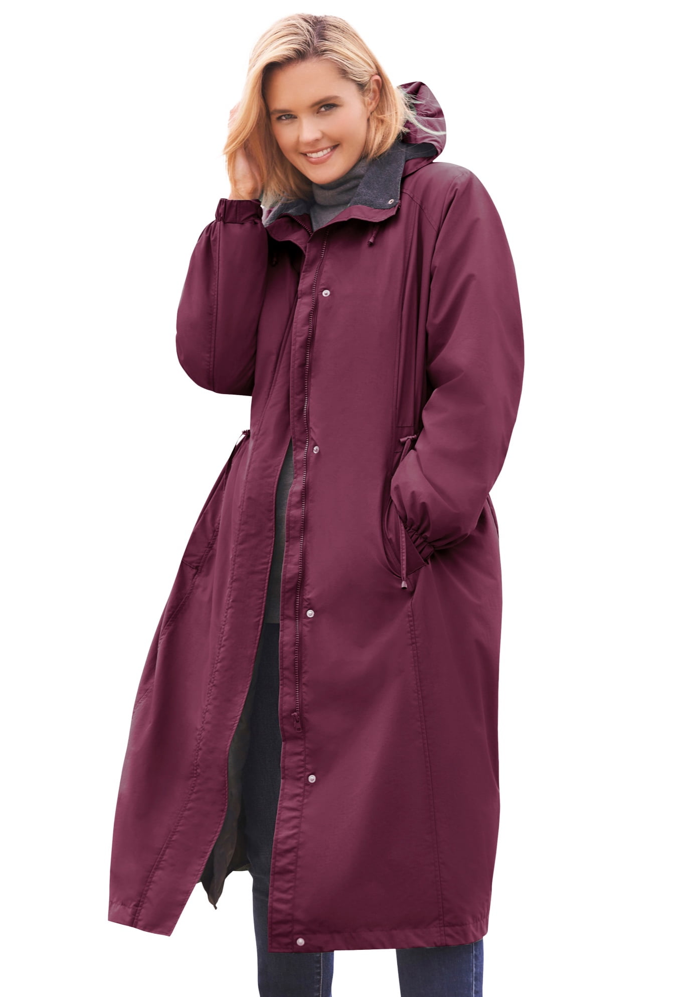 Woman Within Women's Plus Size Long Hooded Taslon Jacket - Walmart.com