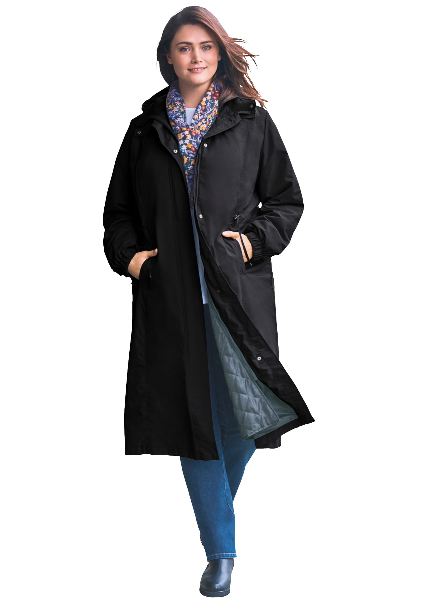 Woman Within Plus Size Long Hooded Taslon Jacket - Walmart.com