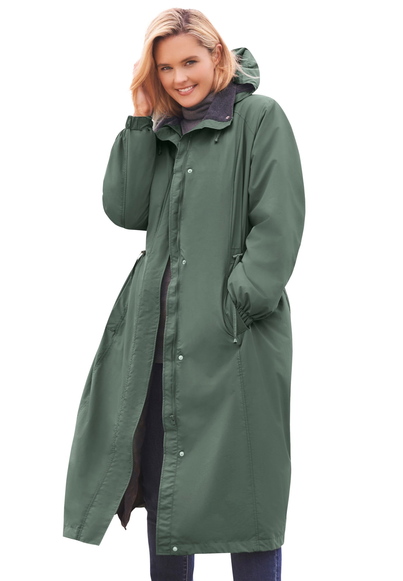 Woman Within Plus Size Long Hooded Taslon Jacket - Walmart.com