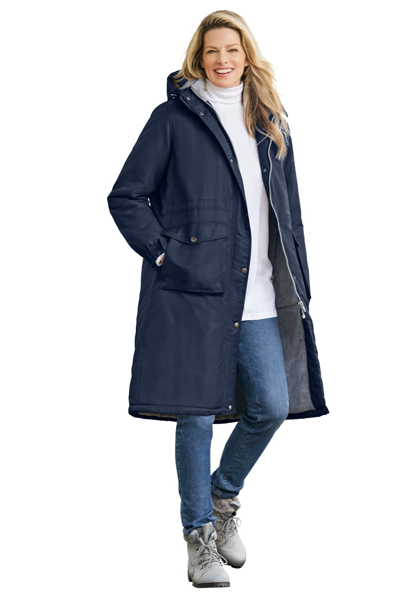 Woman Within Women's Plus Size Long Microfiber Parka - Walmart.com